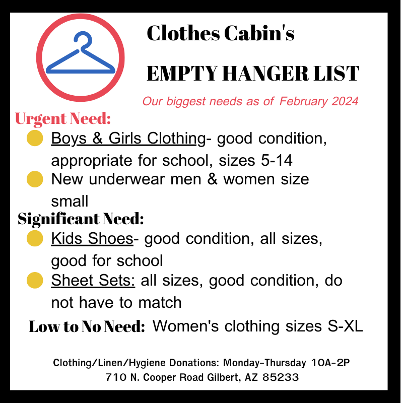 Current Needs for Clothes Cabin