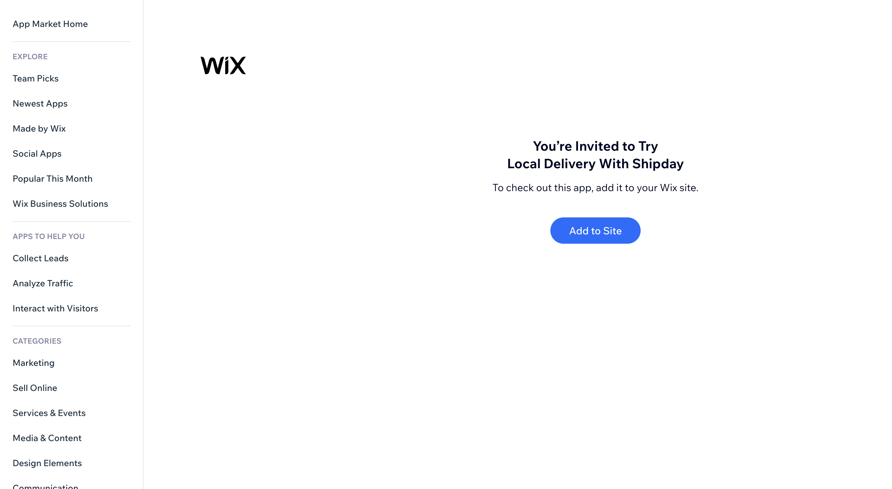 Shipday integration with Wix