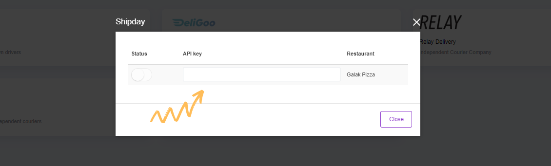 Shipday integration with upmenu