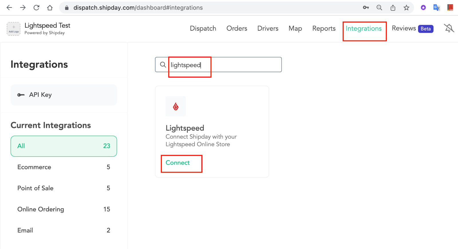 Shipday integration with Lightspeed