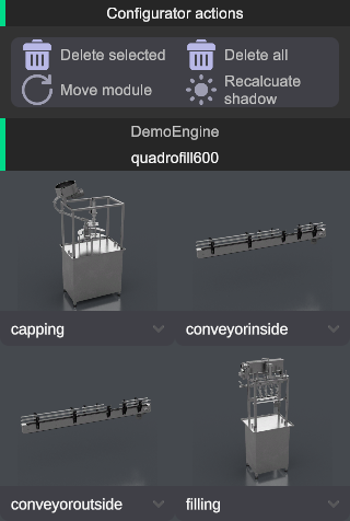 Quick and easy 3D Machine Configurator of production lines