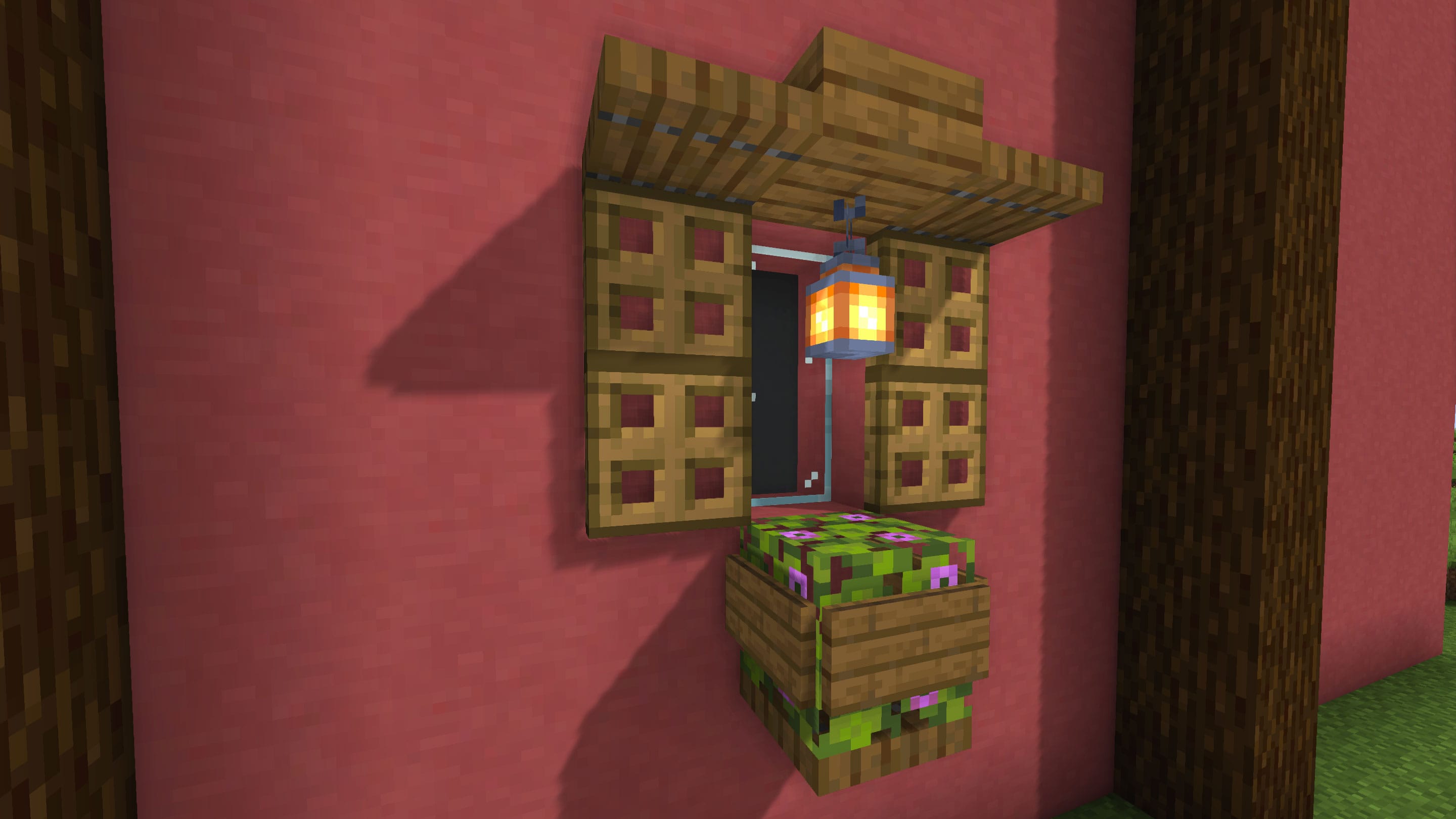 Outdoor Window + Lantern & Potted Bush by cathialoria | Minecraft Build ...
