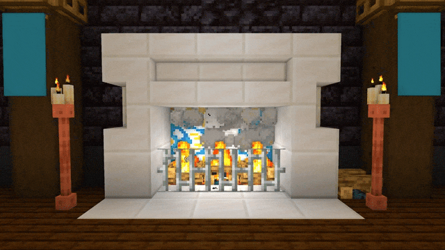 Wood fireplace + quartz mantle by JEFFERSCRAFT1 | Minecraft Build Tutorial