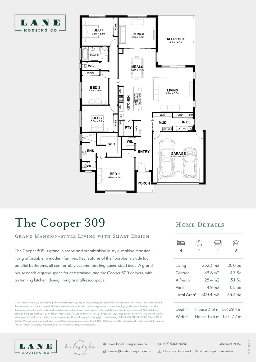 The Cooper Four Home Design | Lane Housing Co