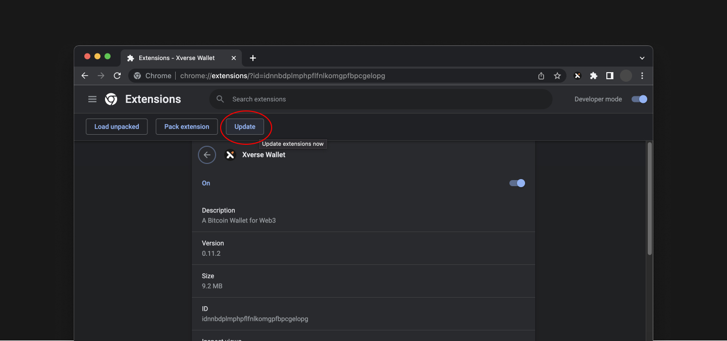How to Manually Update Your Xverse Chrome Browser Extension