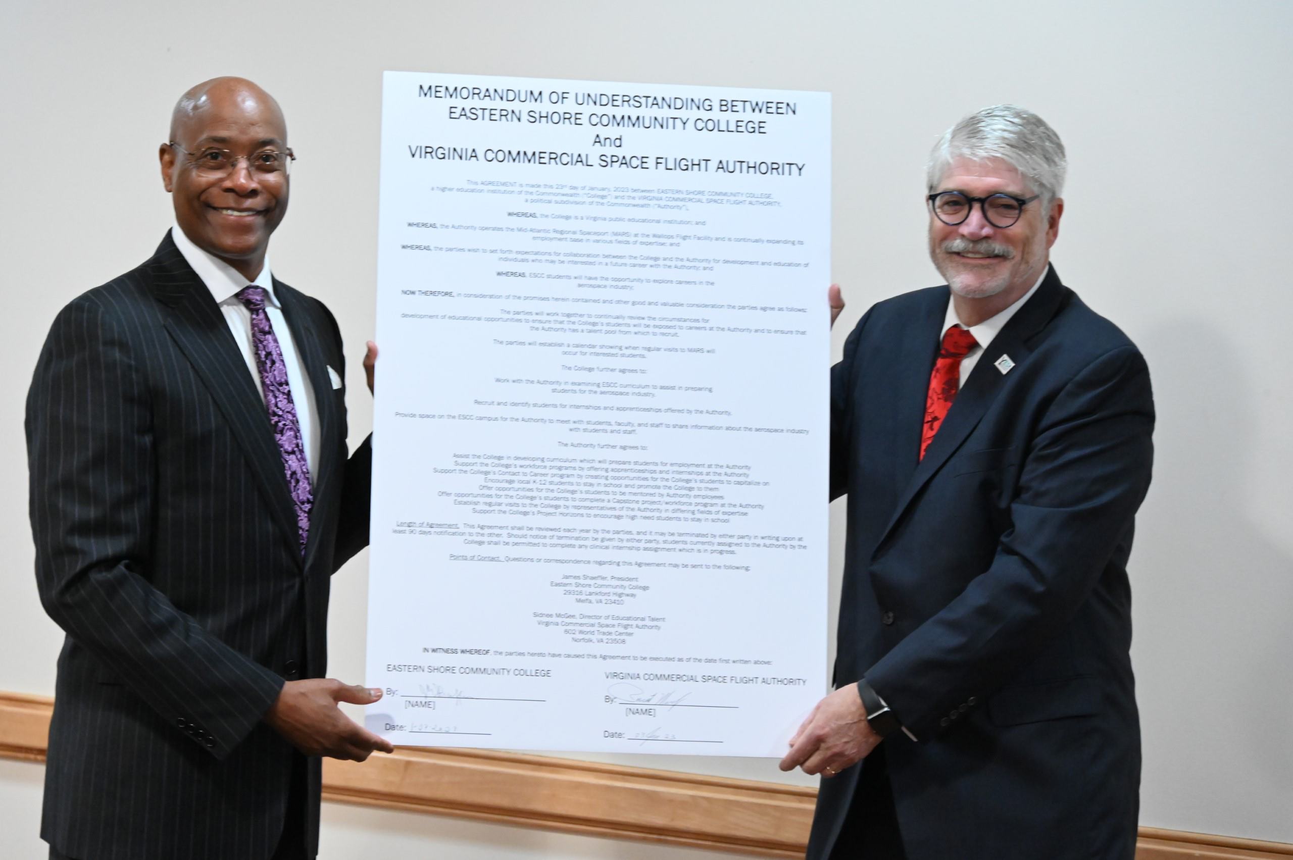 VA Space, ESCC Ink Unique Internship Agreement