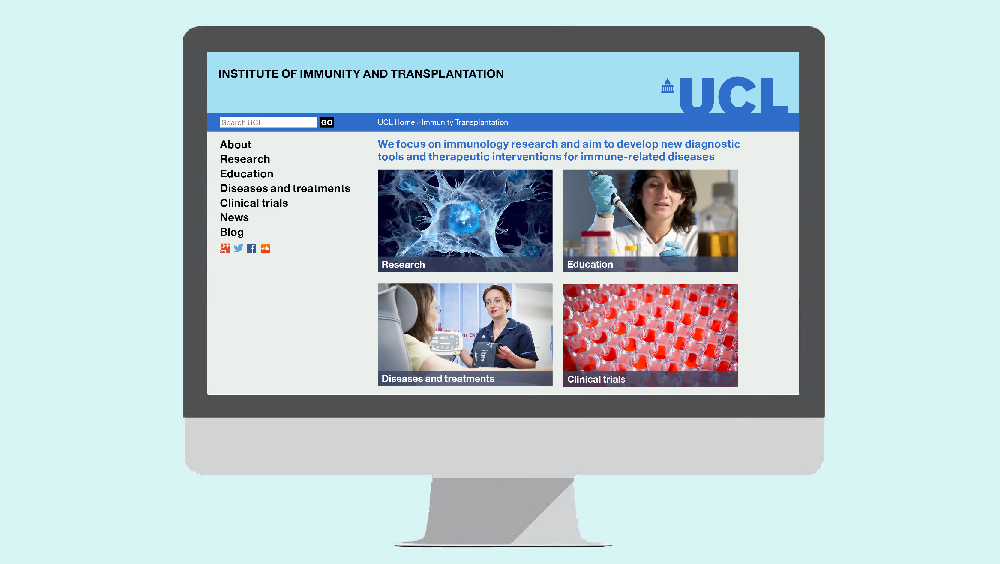 Design Science - Website design for UCL Institute of Immunity and ...