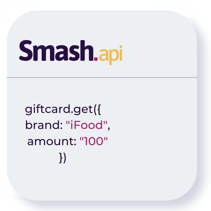 Smash. Gifts Cards Digitais - Para presentar e Incentivar