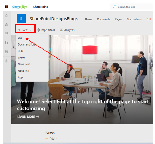 How to create SharePoint list - SharePoint Designs