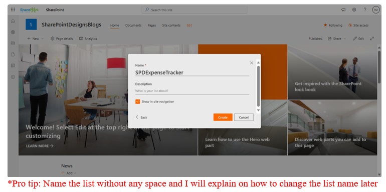 How to create SharePoint list - SharePoint Designs