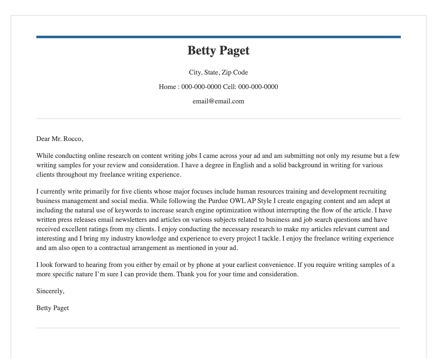 How To Create A Freelance Writer Cover Letter That Works with Examples 