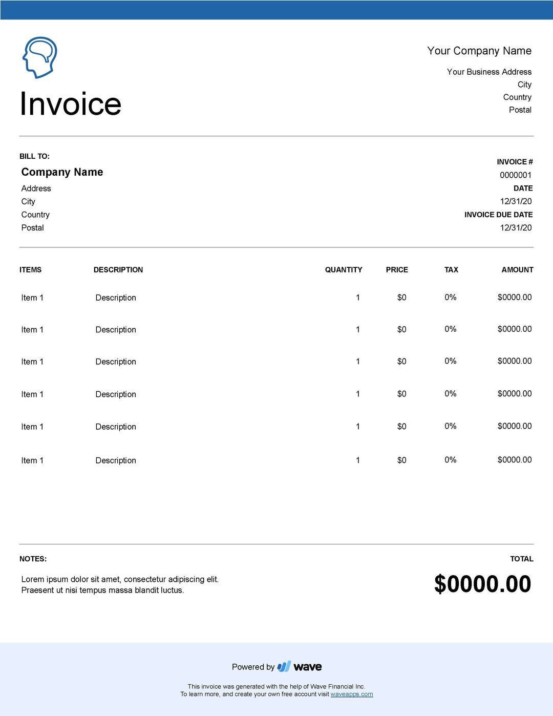 Psychologist Invoice Template - Free Download