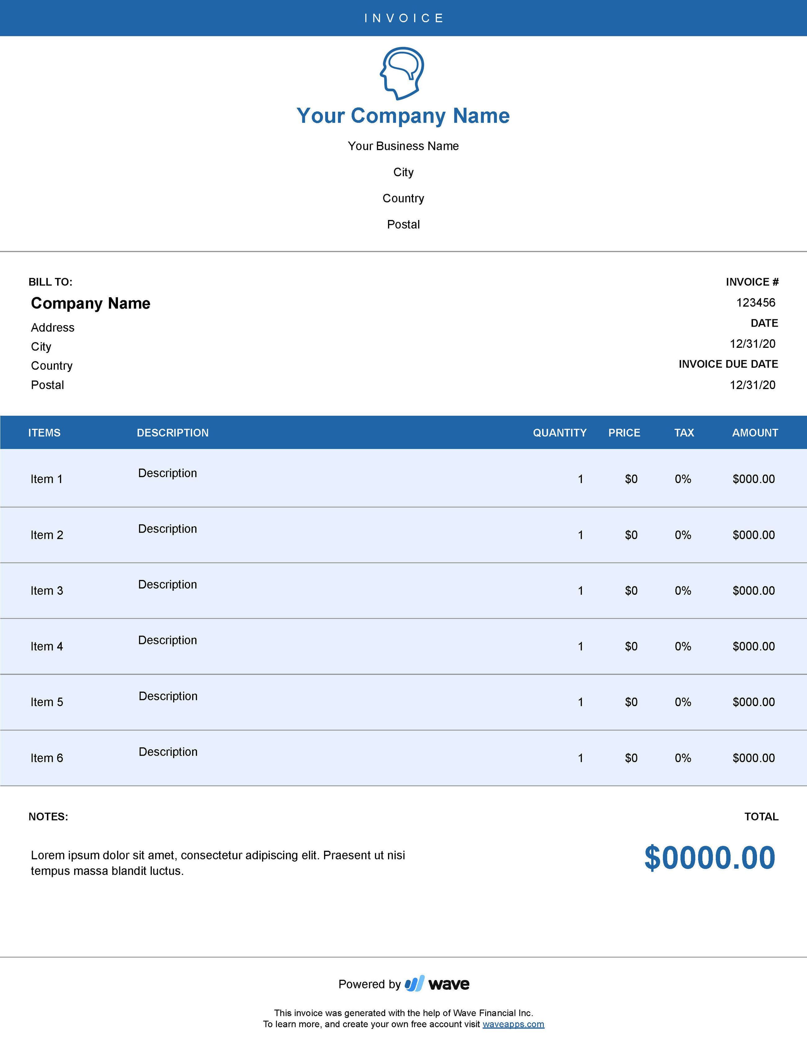 Psychologist Invoice Template - Free Download
