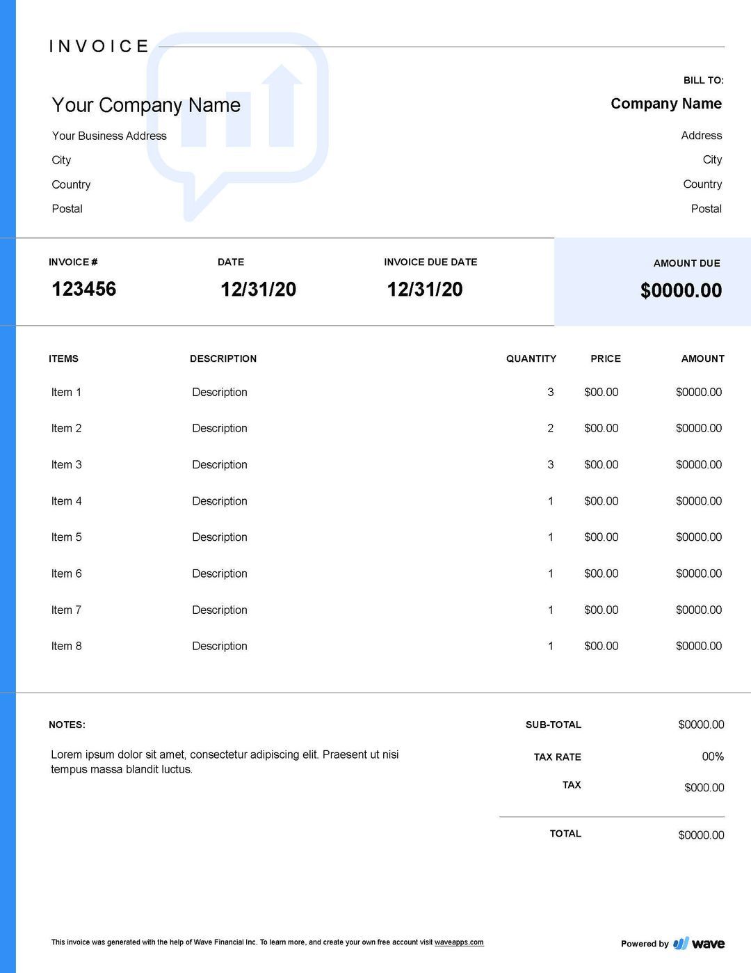 Financial Advisor Invoice Template - Wave Financial