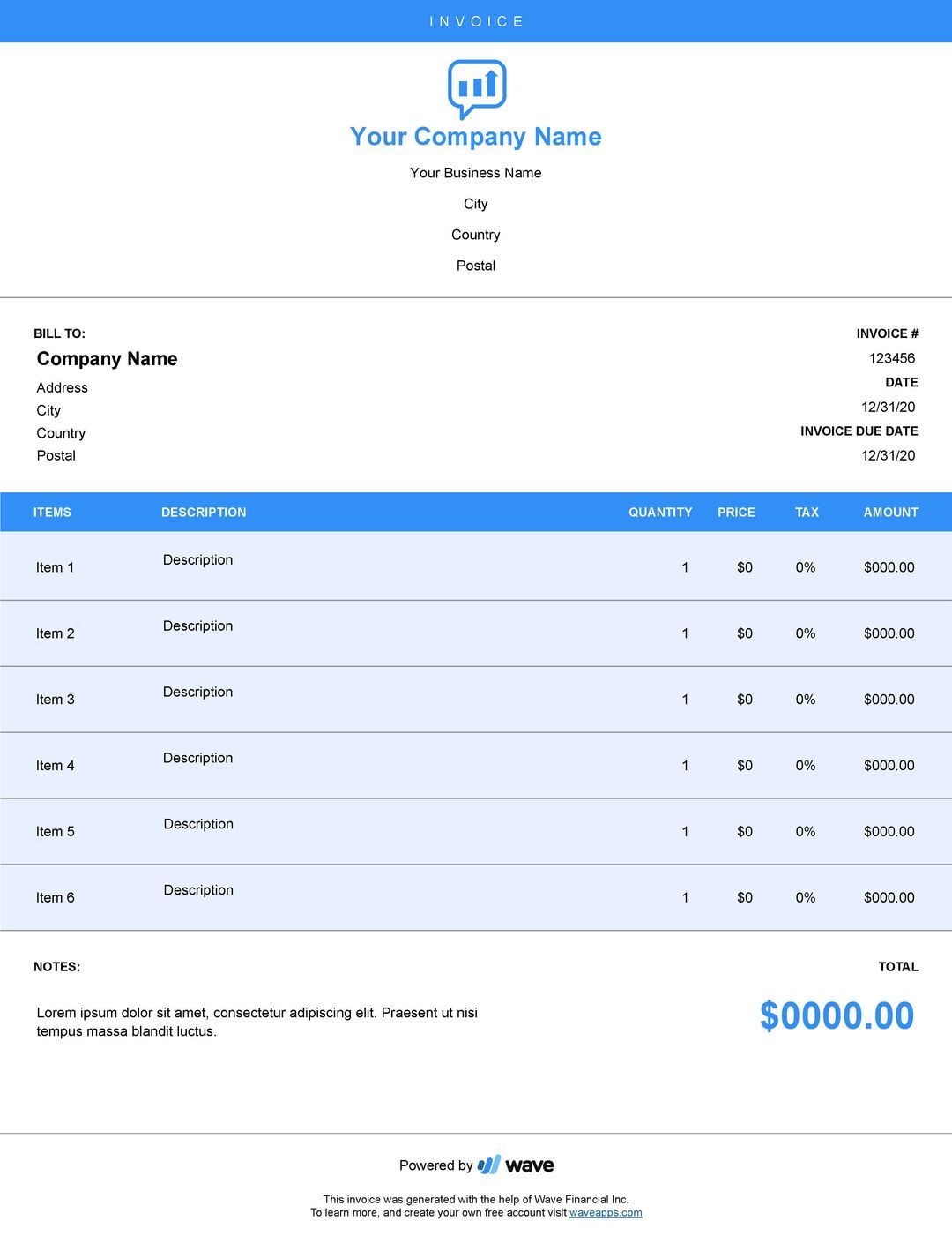 Financial Advisor Invoice Template - Wave Financial