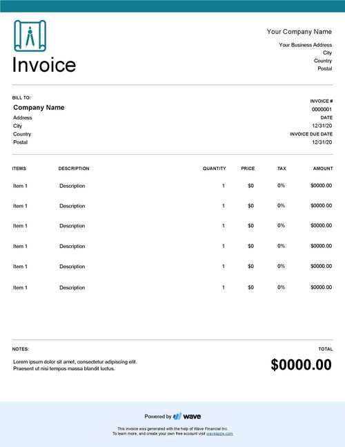 Architecture Invoice Template - Wave Financial