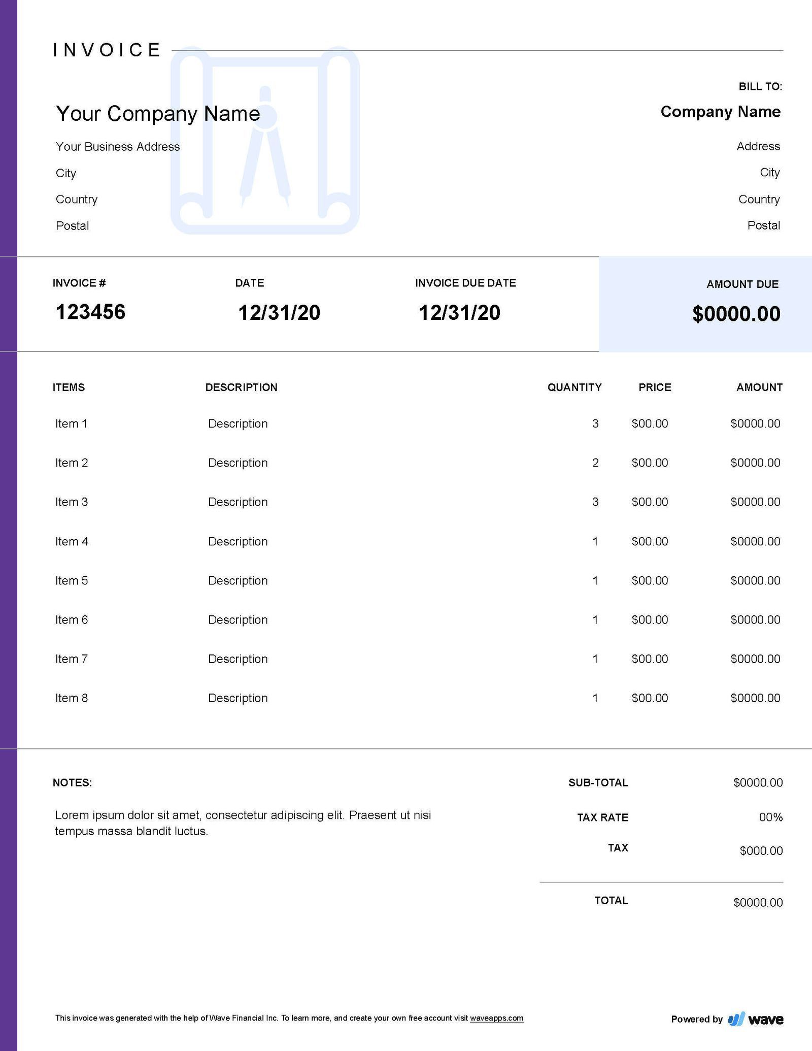 Architecture Invoice Template - Wave Financial