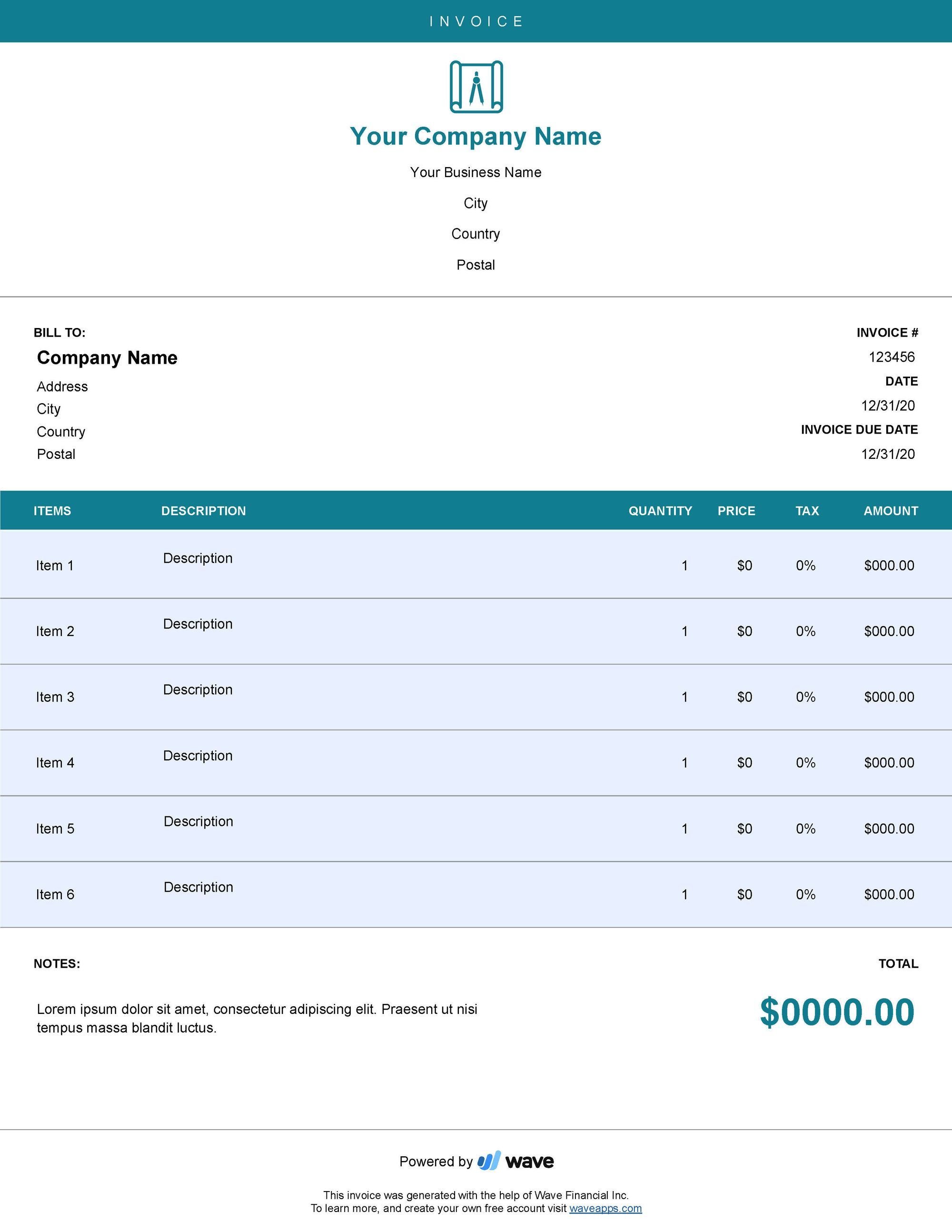 Architecture Invoice Template - Wave Financial