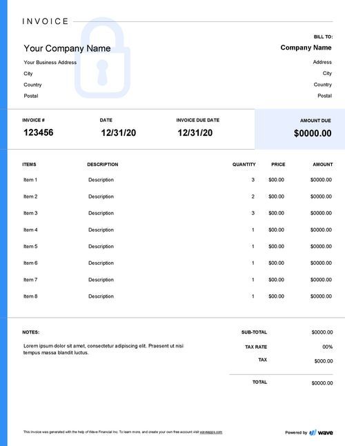 Locksmith Invoice Template - Free Download