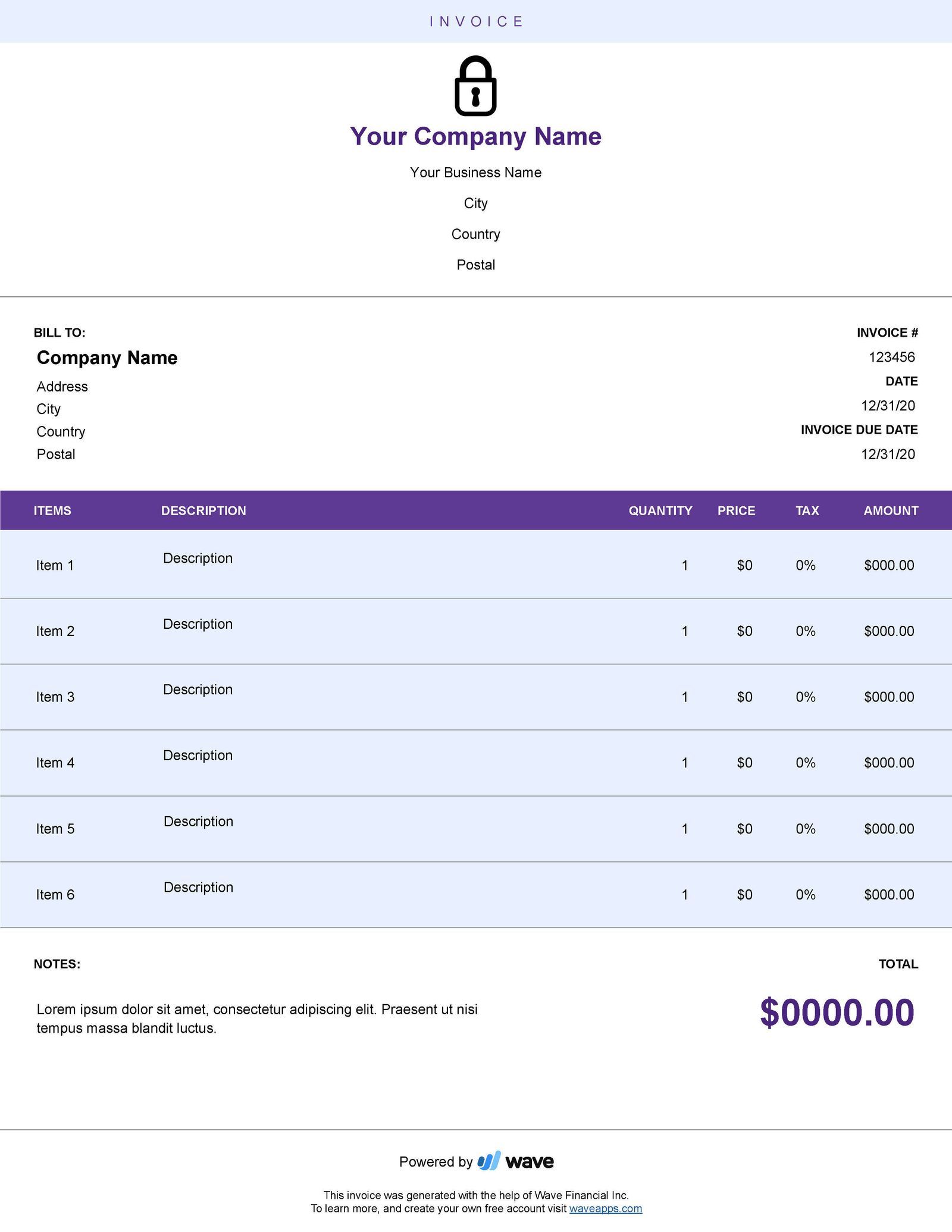 Locksmith Invoice Template - Free Download