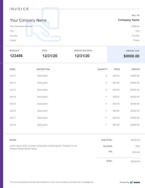 Services Rendered Invoice Template Free Download