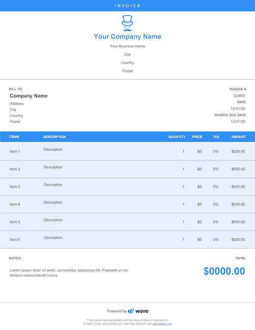 Actor Invoice Template - Wave Financial
