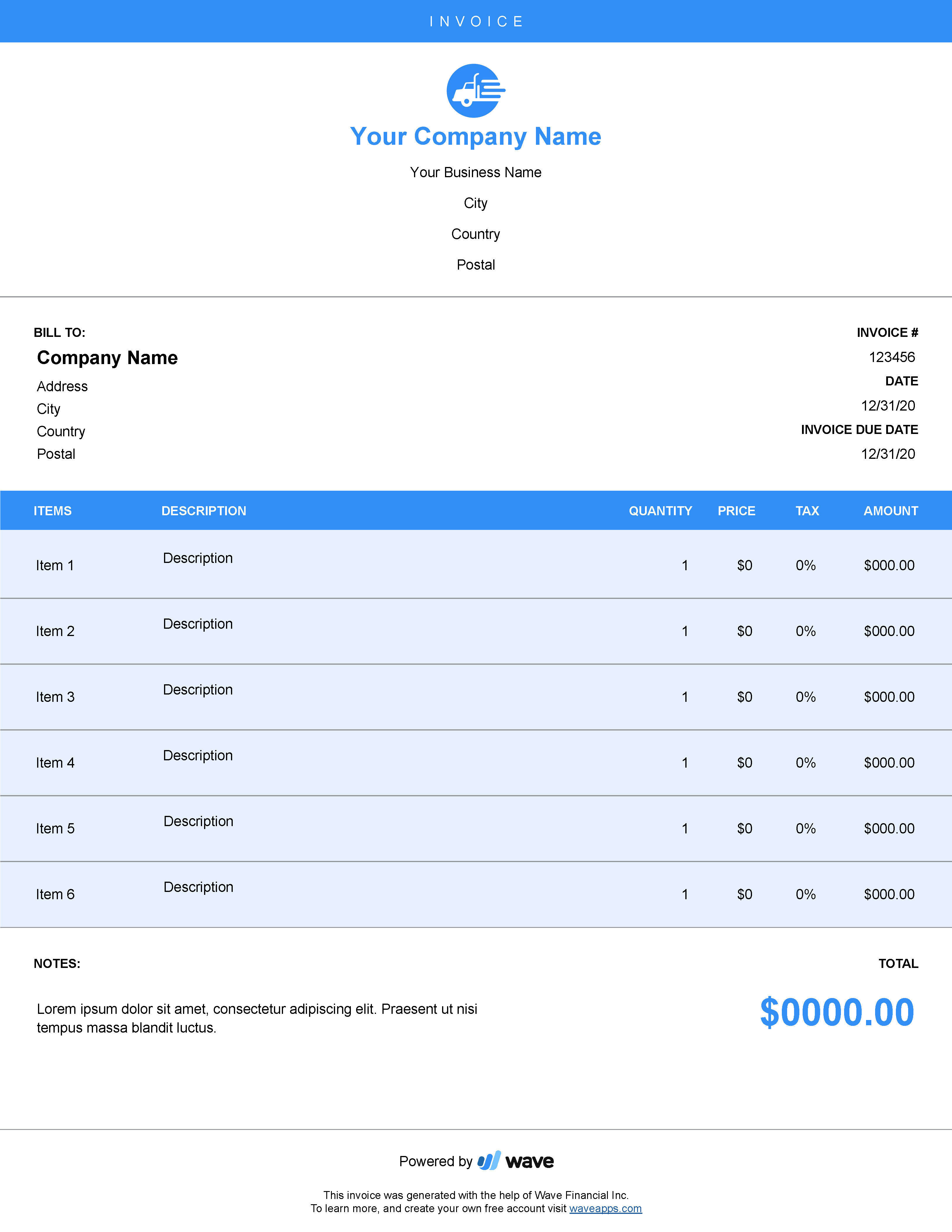 Trucking Company Invoice Template Free Download