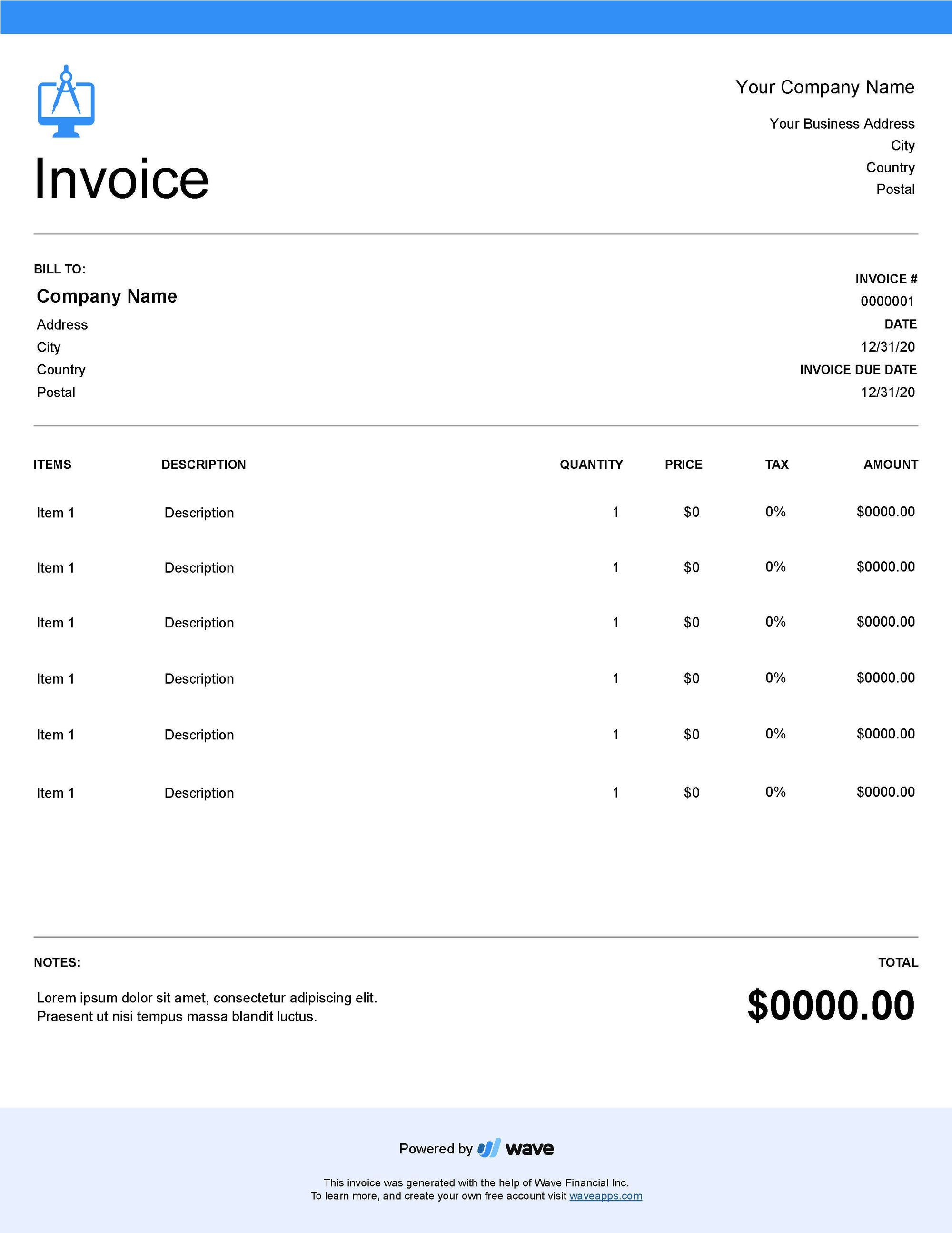 Web Design Invoice Template - Free Download