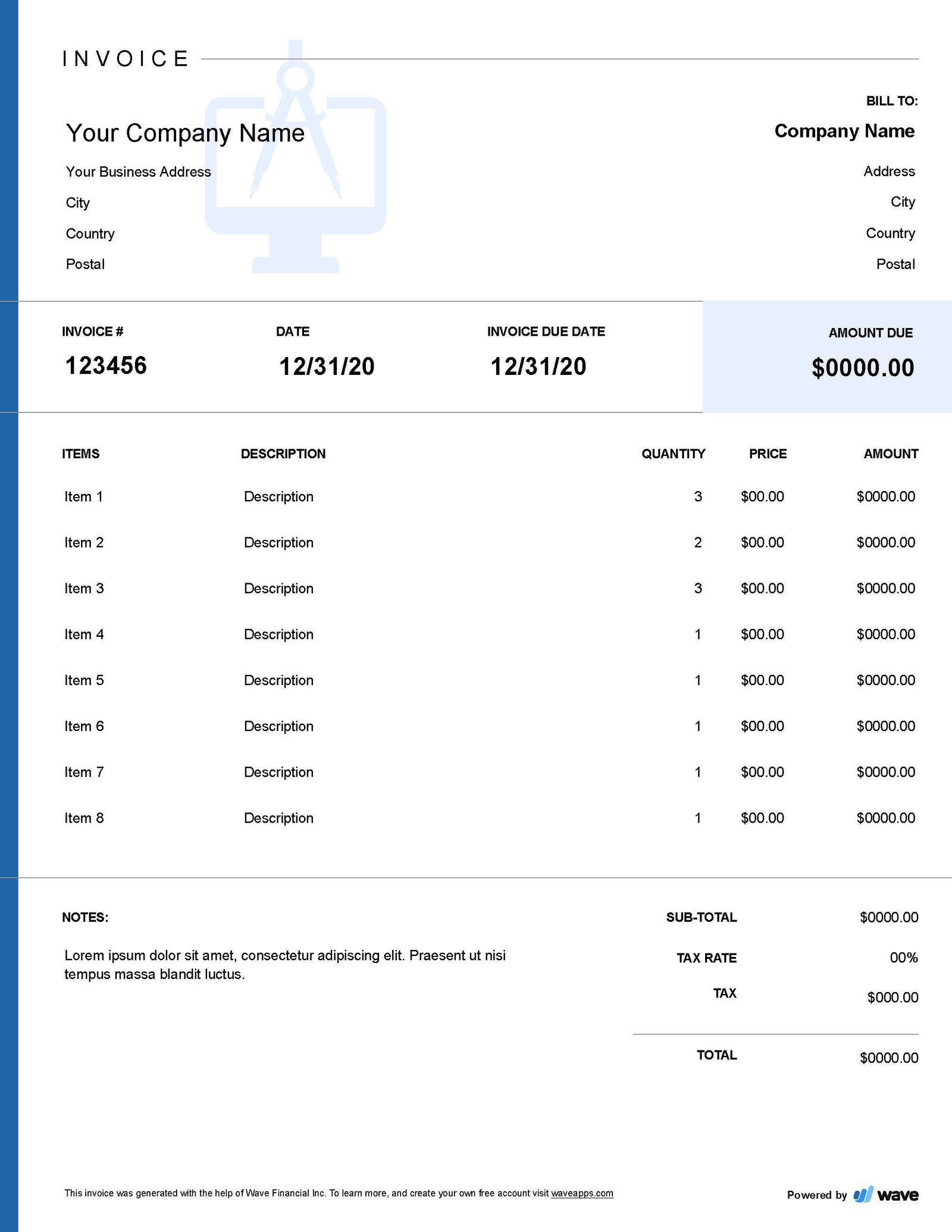 Web Design Invoice Template - Free Download