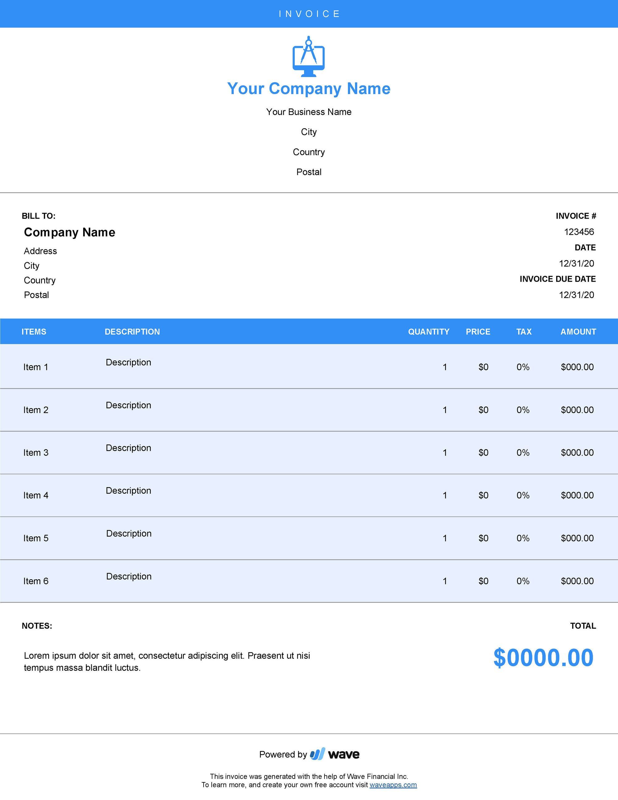 Web Design Invoice Template - Free Download