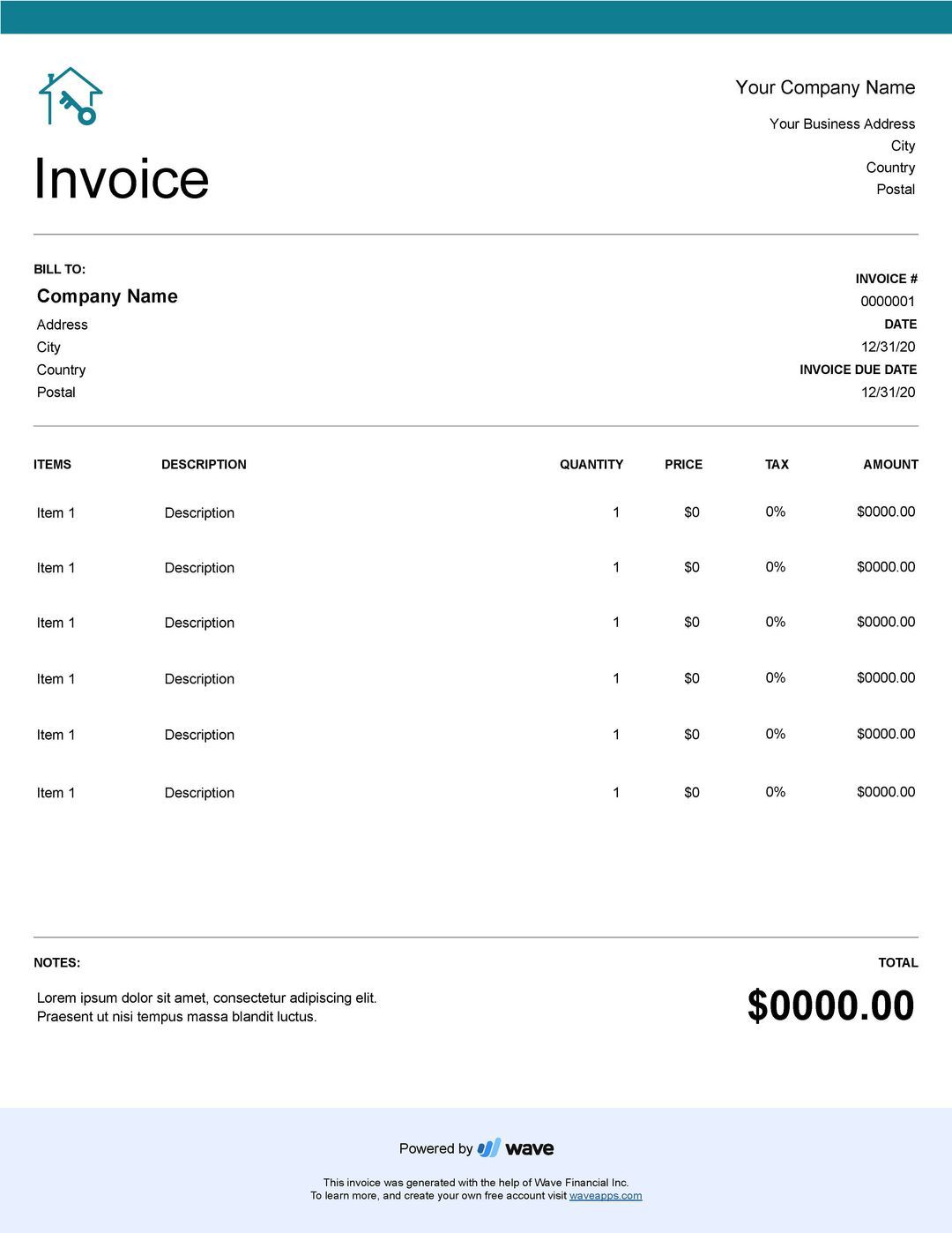 Rent Invoice Template - Free Download