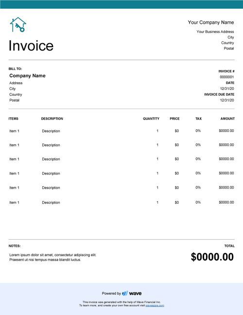 Rent Invoice Template - Free Download