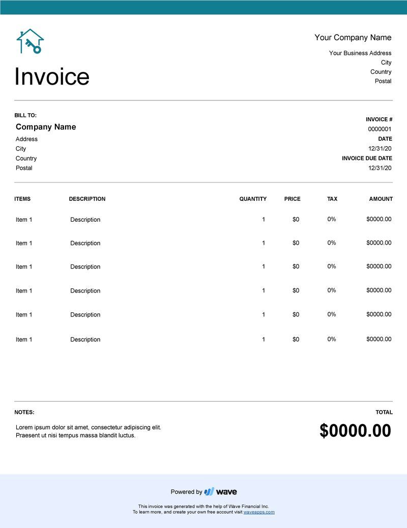 Rent Invoice Template - Free Download