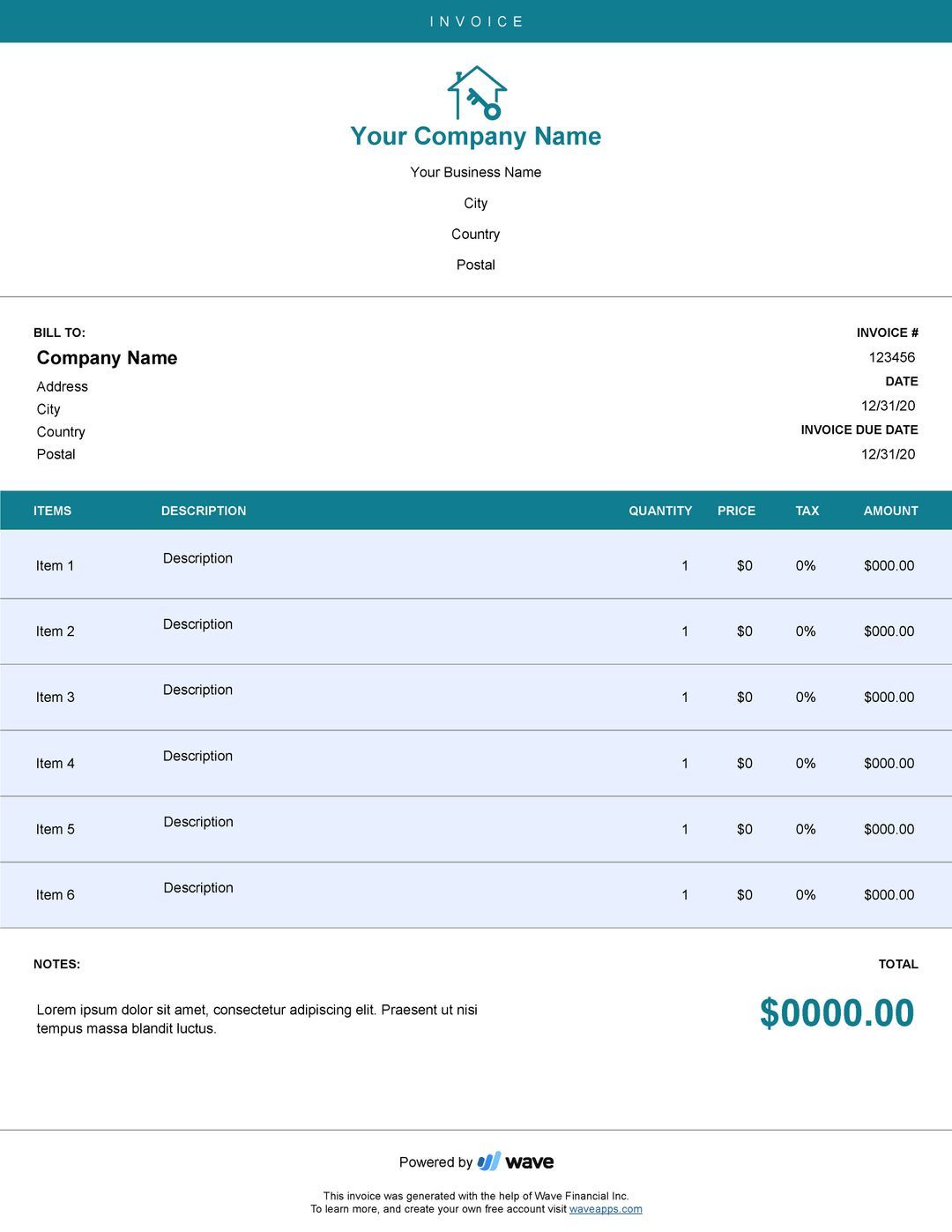Rent Invoice Template - Free Download