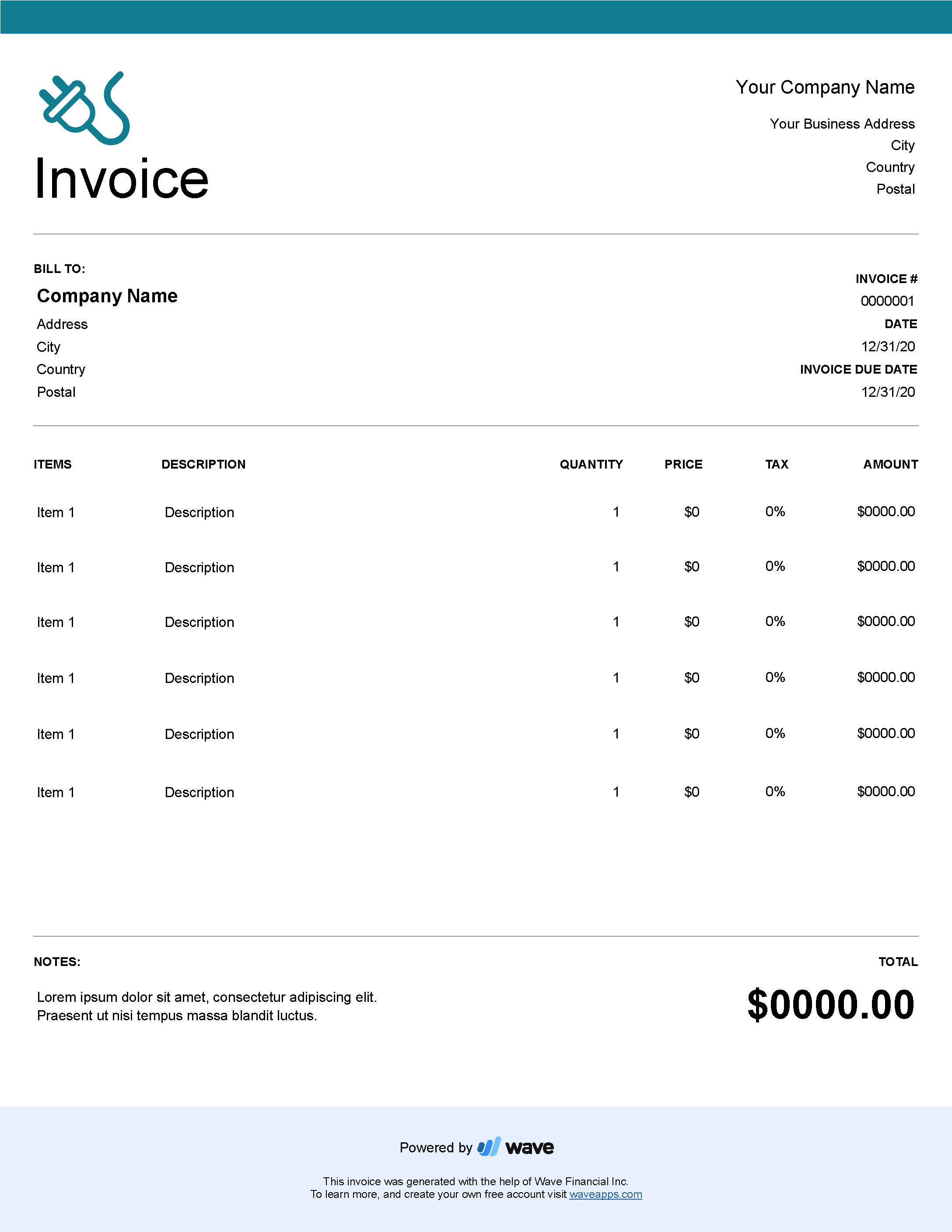 Electrical Work Invoice Template Wave Financial