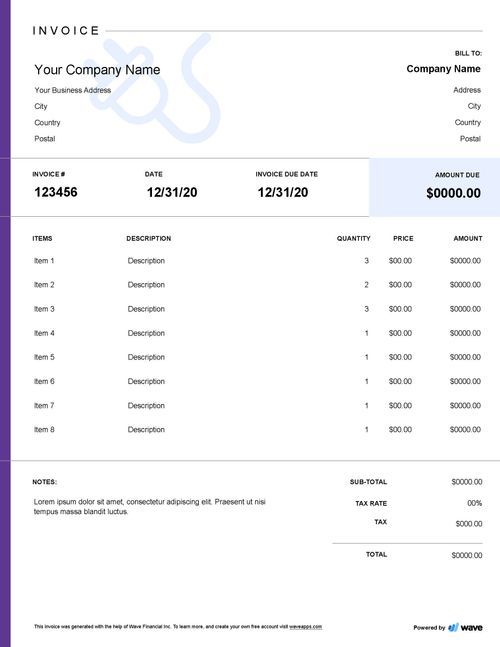 Electrical Work Invoice Template - Wave Financial
