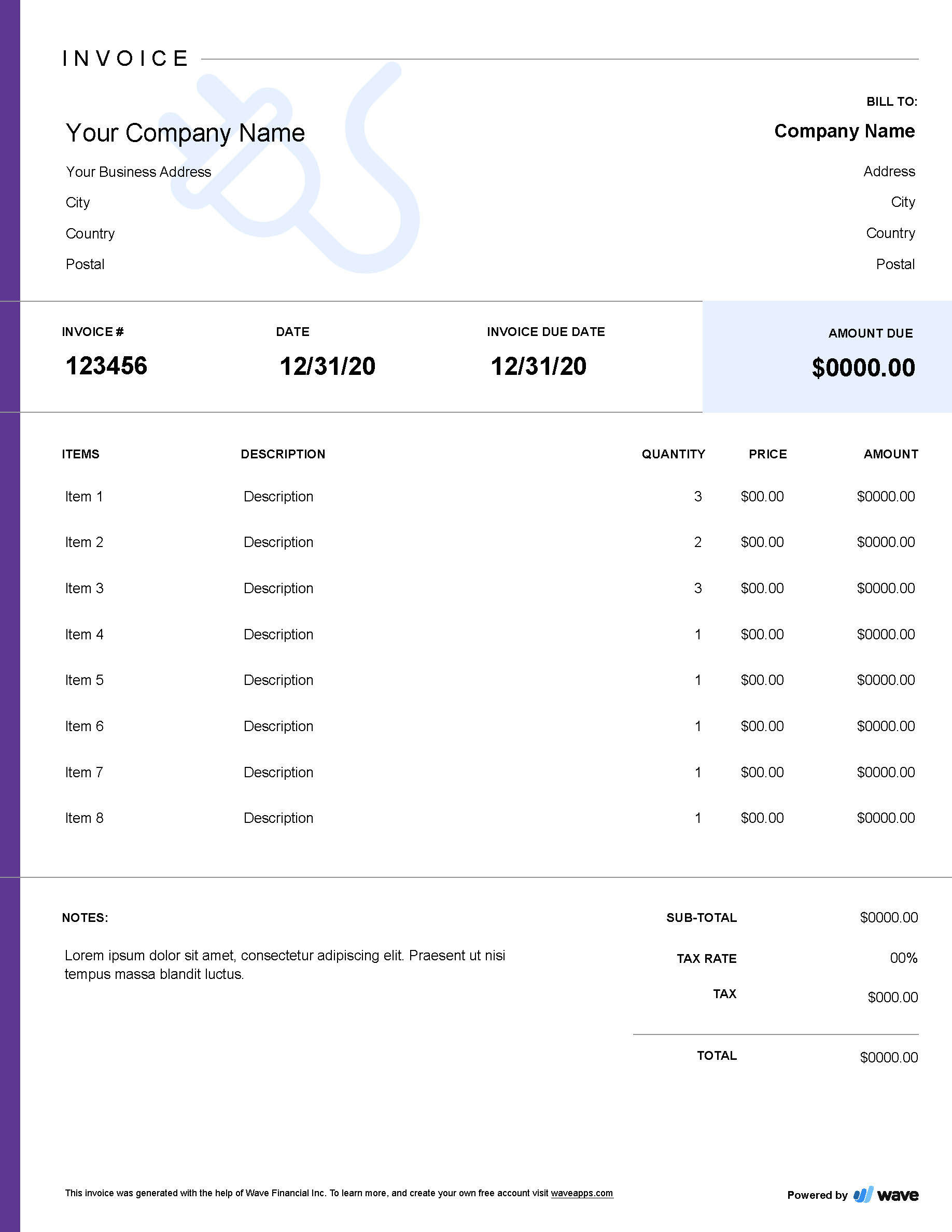Electrical Work Invoice Template Wave Financial