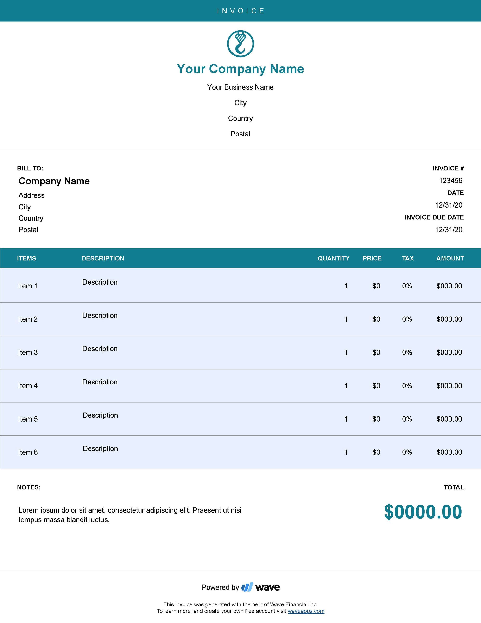 Towing Invoice Template - Free Download