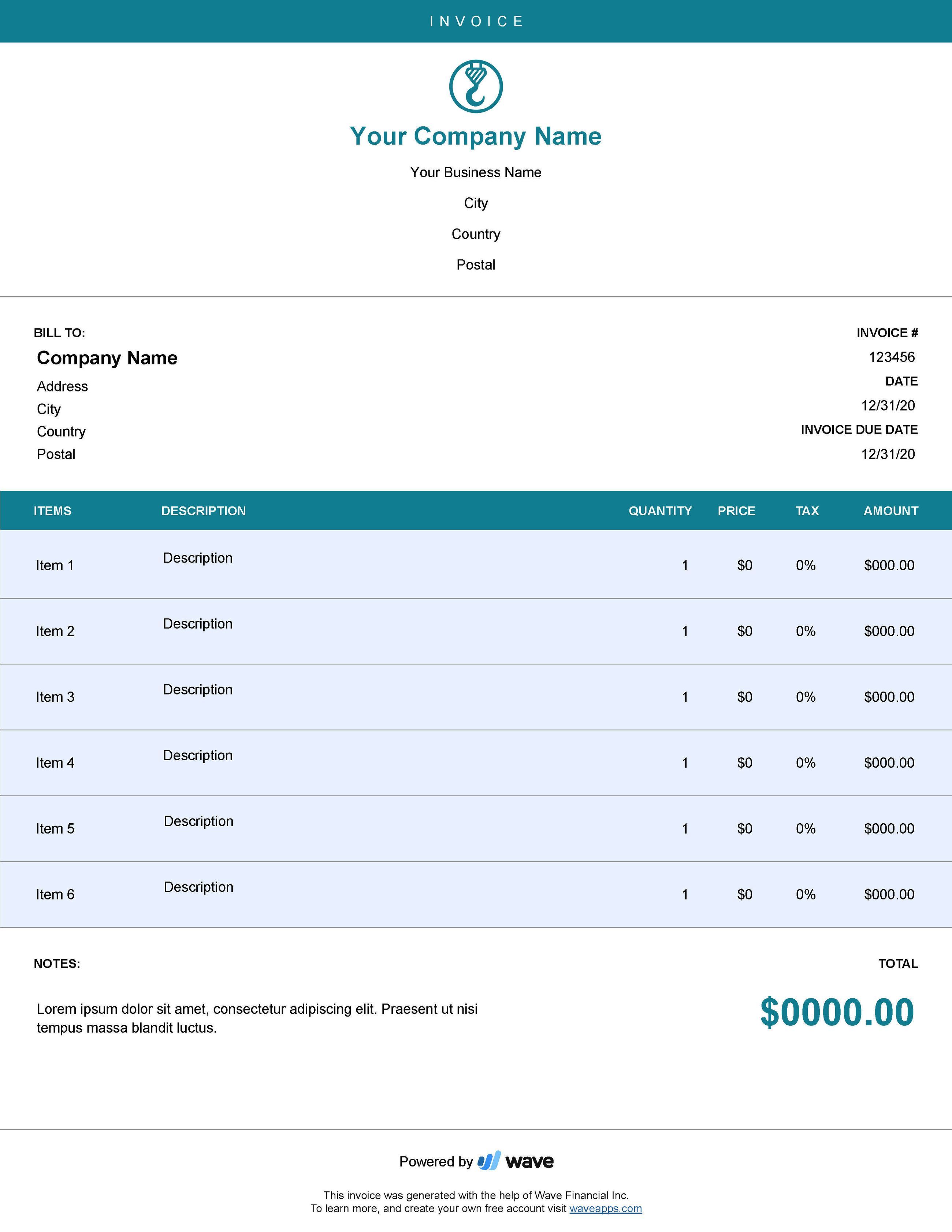 Towing Invoice Template - Free Download