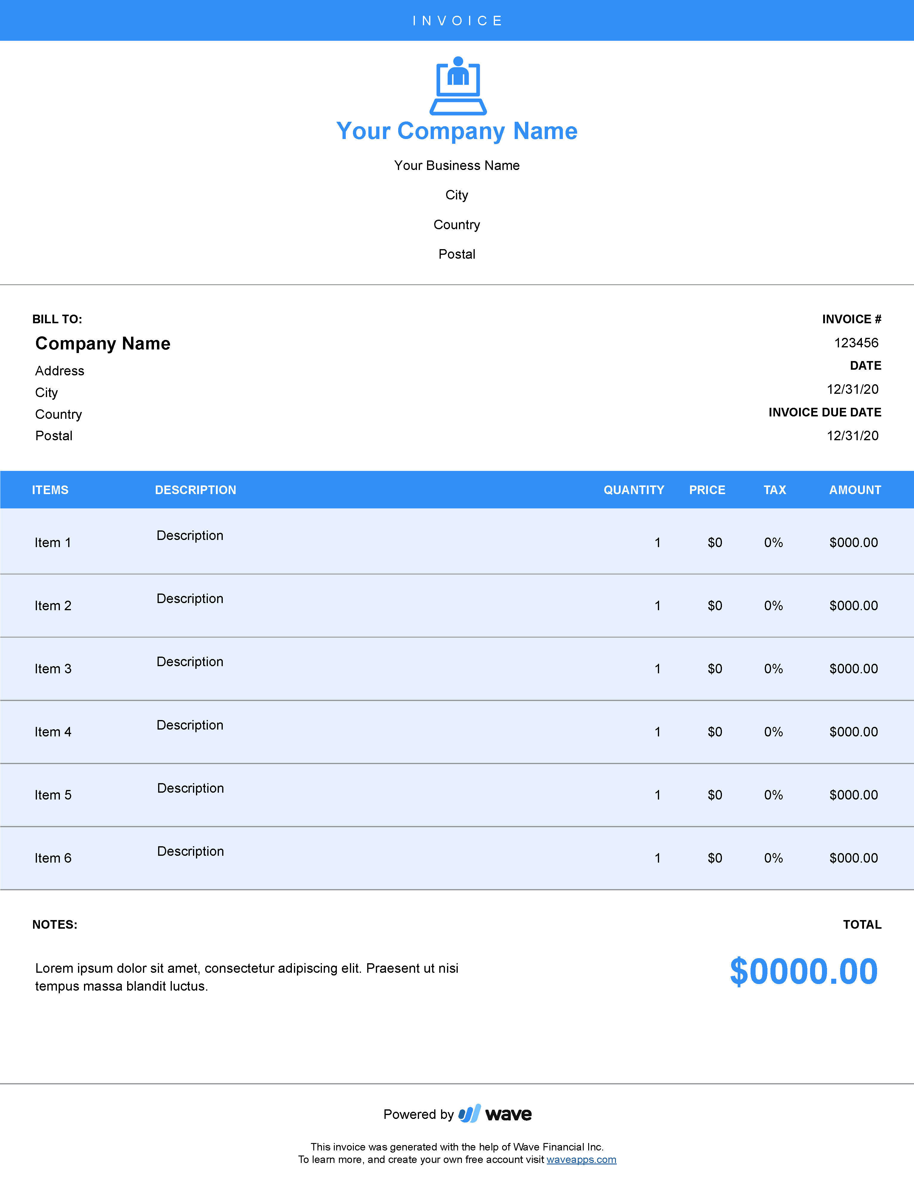 IT Consulting Invoice Template - Wave Financial