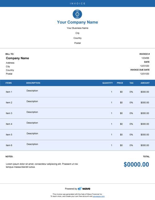 DJ Invoice Template - Wave Financial