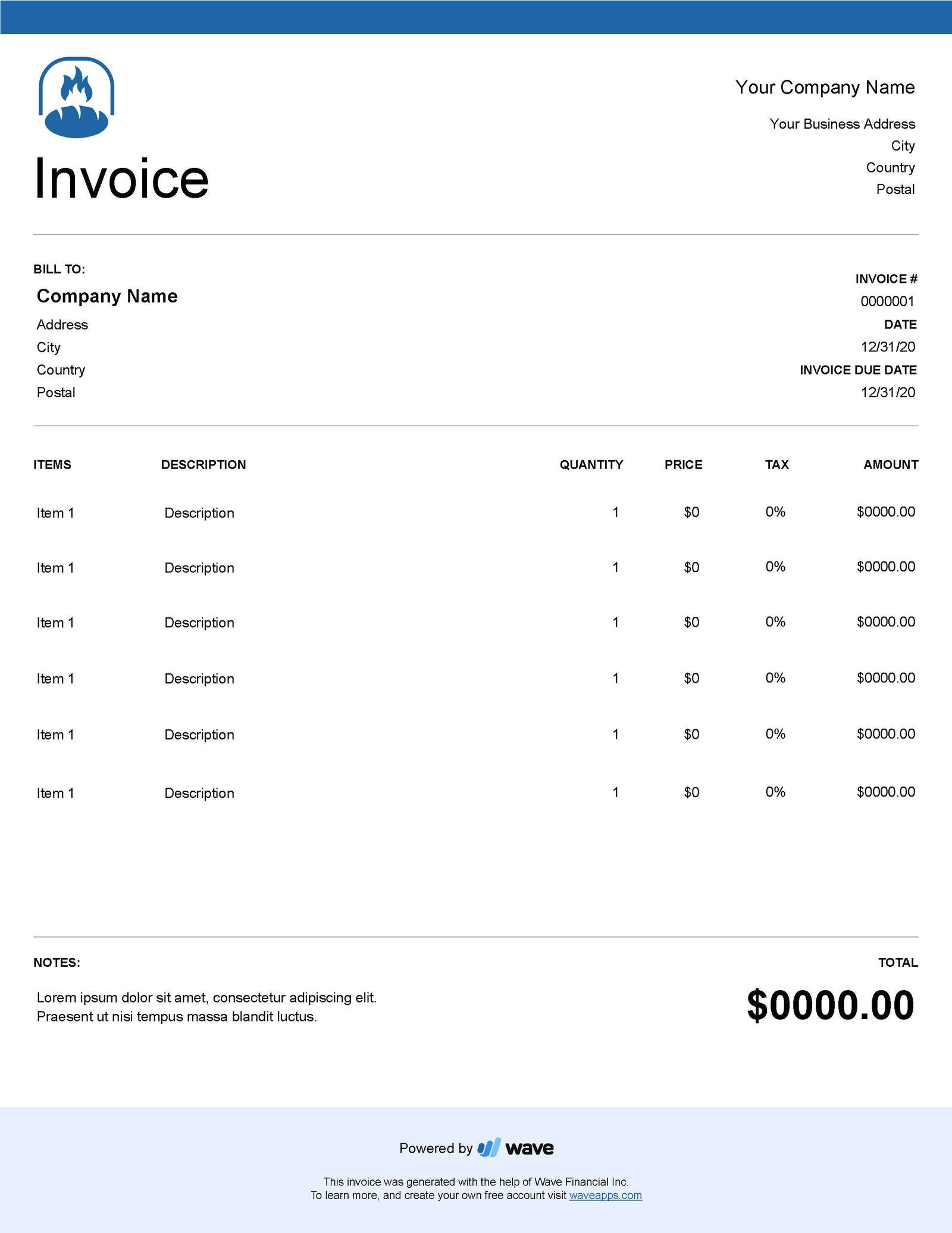 Bakery Invoice Template - Wave Financial