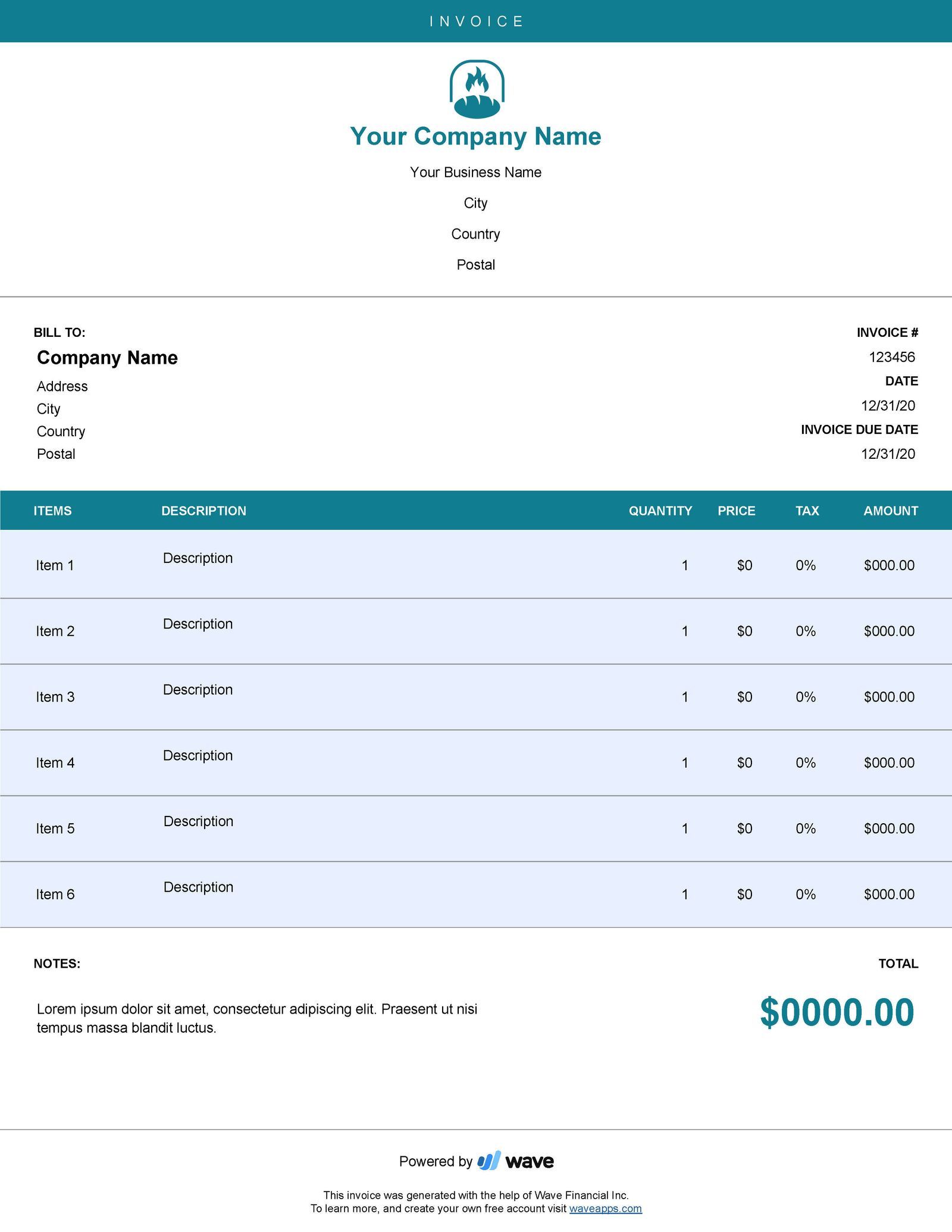 Bakery Invoice Template - Wave Financial