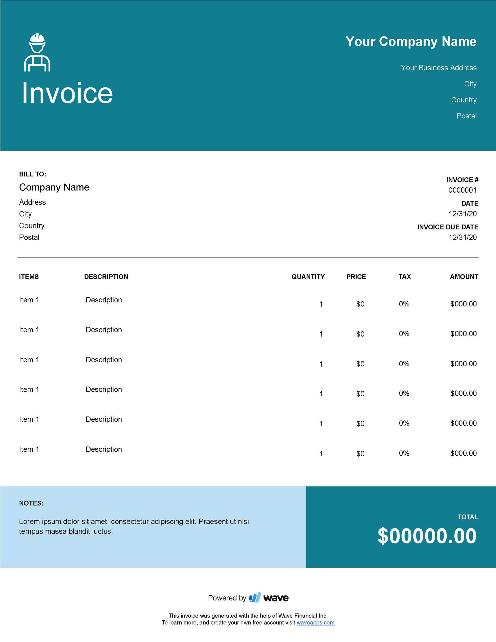 Subcontractor Invoice Template - Free Download