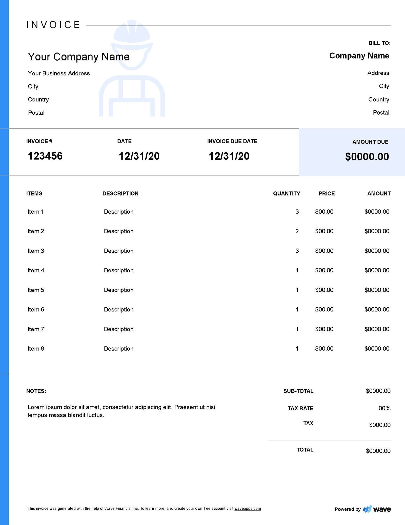 Subcontractor Invoice Template - Free Download