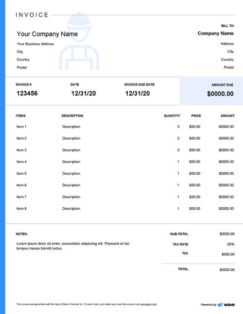 Subcontractor Invoice Template - Free Download