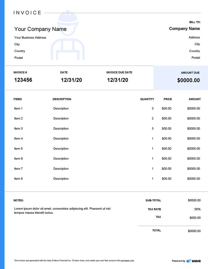 Subcontractor Invoice Template - Free Download