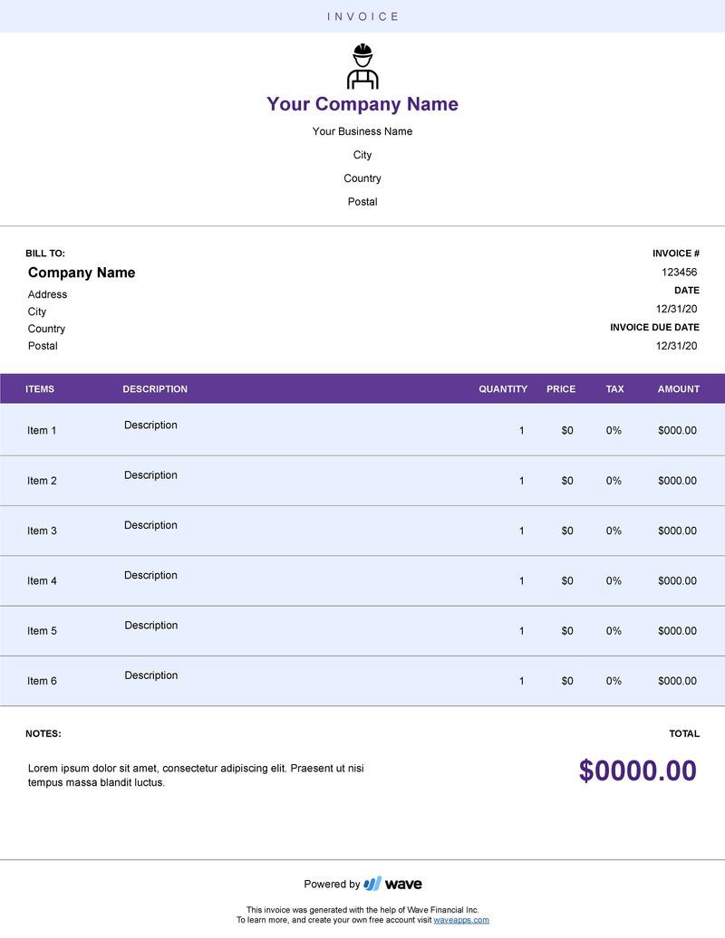 Subcontractor Invoice Template - Free Download