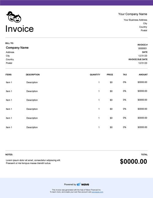 Daycare Invoice Template - Wave Financial