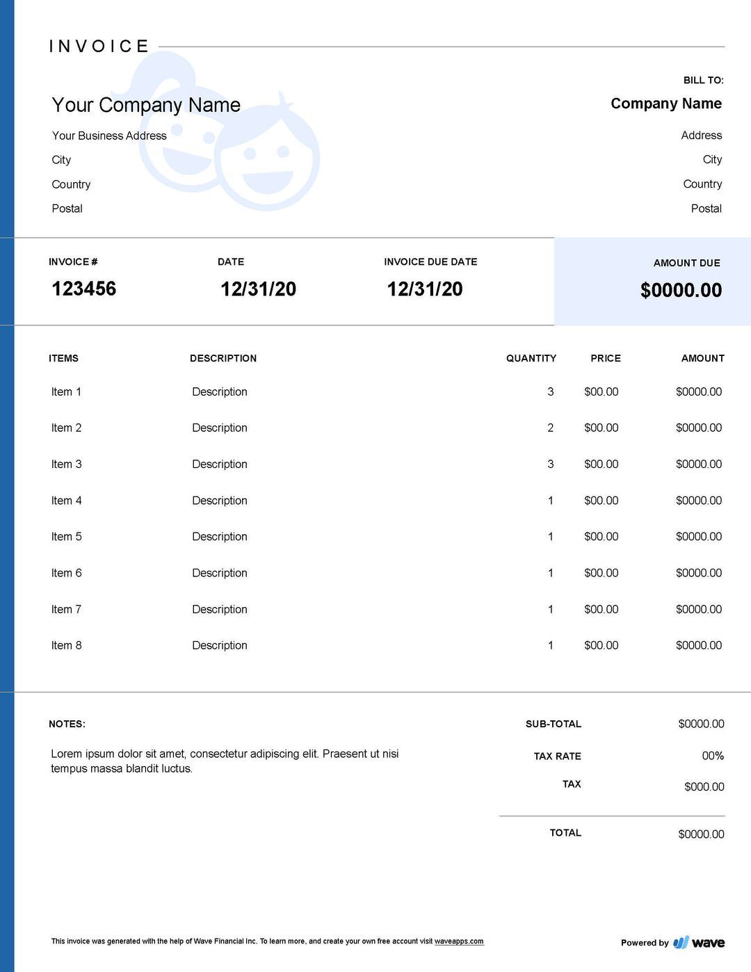 Daycare Invoice Template - Wave Financial